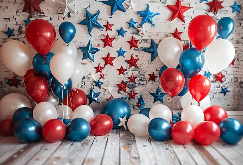 4th of July Independence Balloons Kids Birthday Cake Smash Portrait r ...