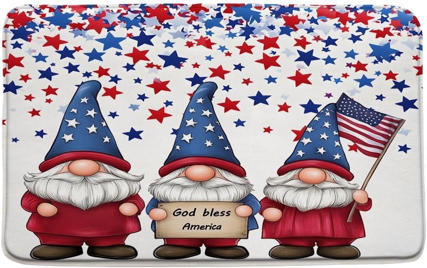 4th of July Independence Day Patriotic Bath Mat American Flag Red Blue ...