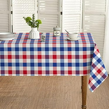 Red White and Blue Checkered with Stars Cotton/Polyester Blend ...