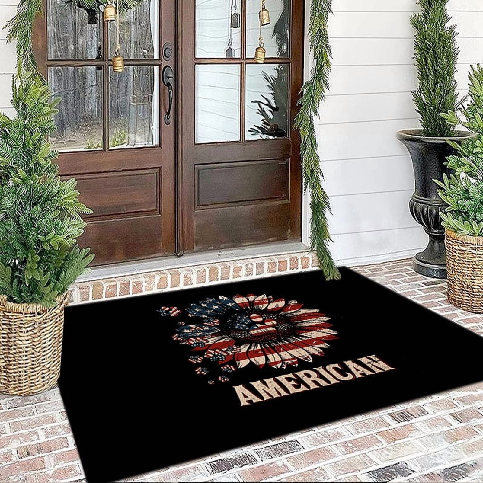 4th of July Independence Day USA Letter Coir Doormat Red White Blue ...