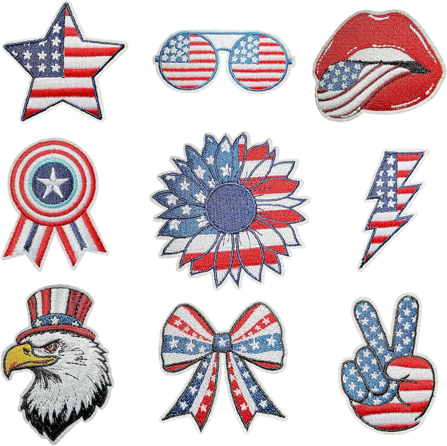 4th of July Iron on Patches - 17 Pcs United States Memorial Day Flag ...