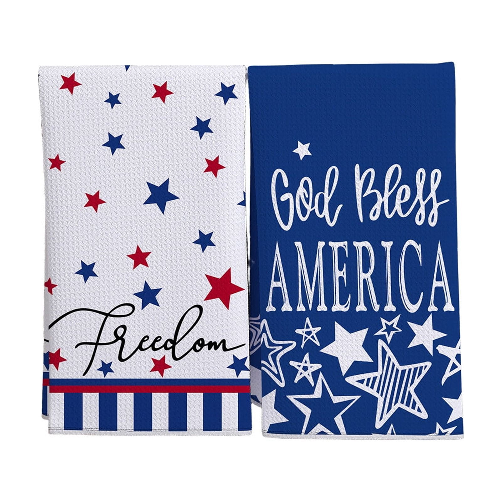 4th of July Kitchen Towels, Pack of 2 15.74x23.62in Patriotic Stars ...