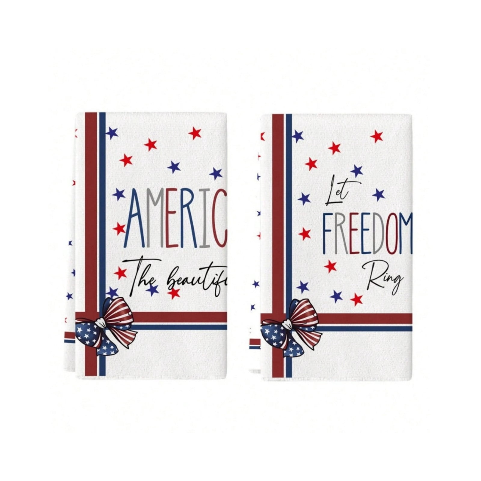 4th of July Kitchen Towels Set of 2, Patriotic Microfiber Dish Towels ...