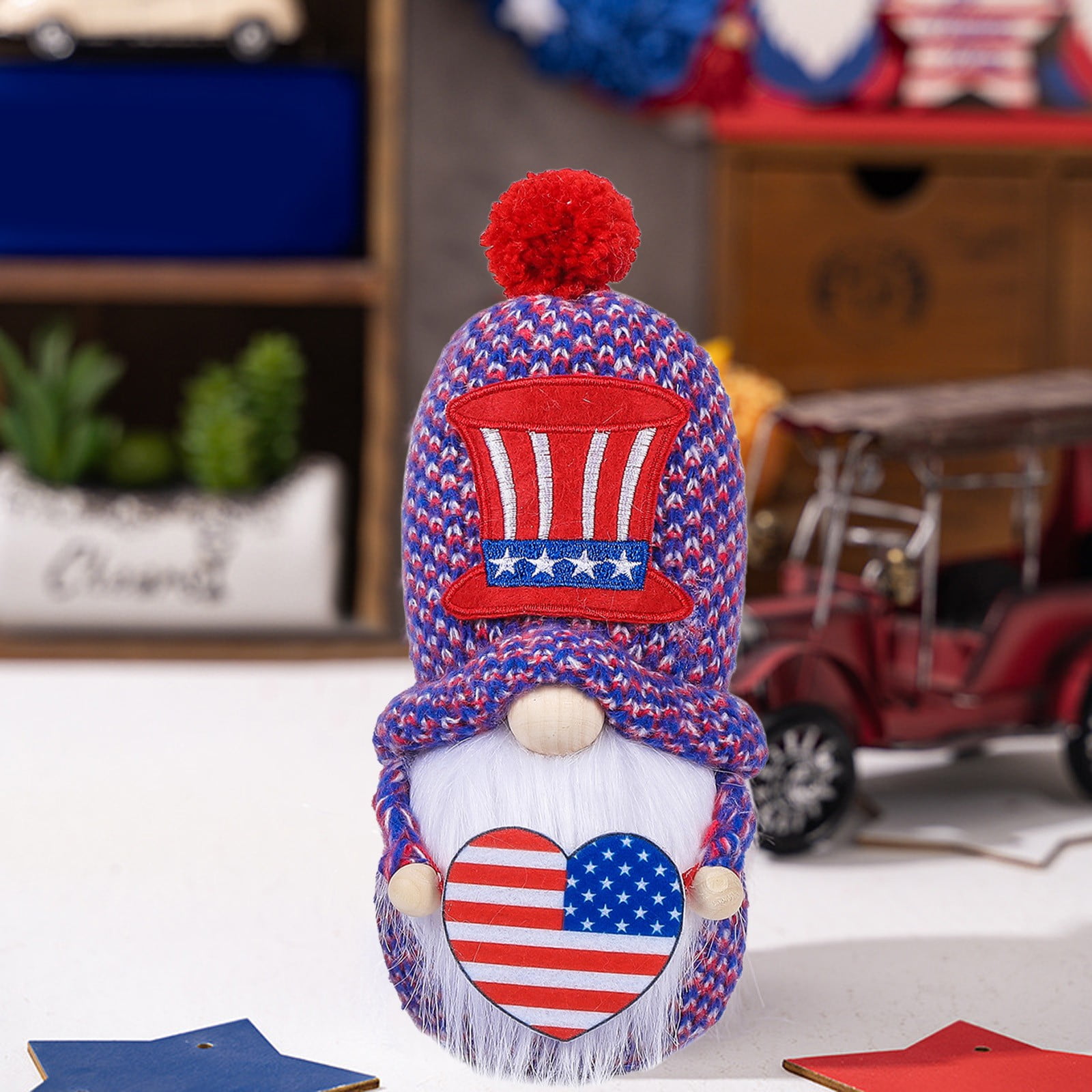 4th of July Knit Hat Faceless Doll-Patriotic Independence Day Decorations & Ornaments for ...