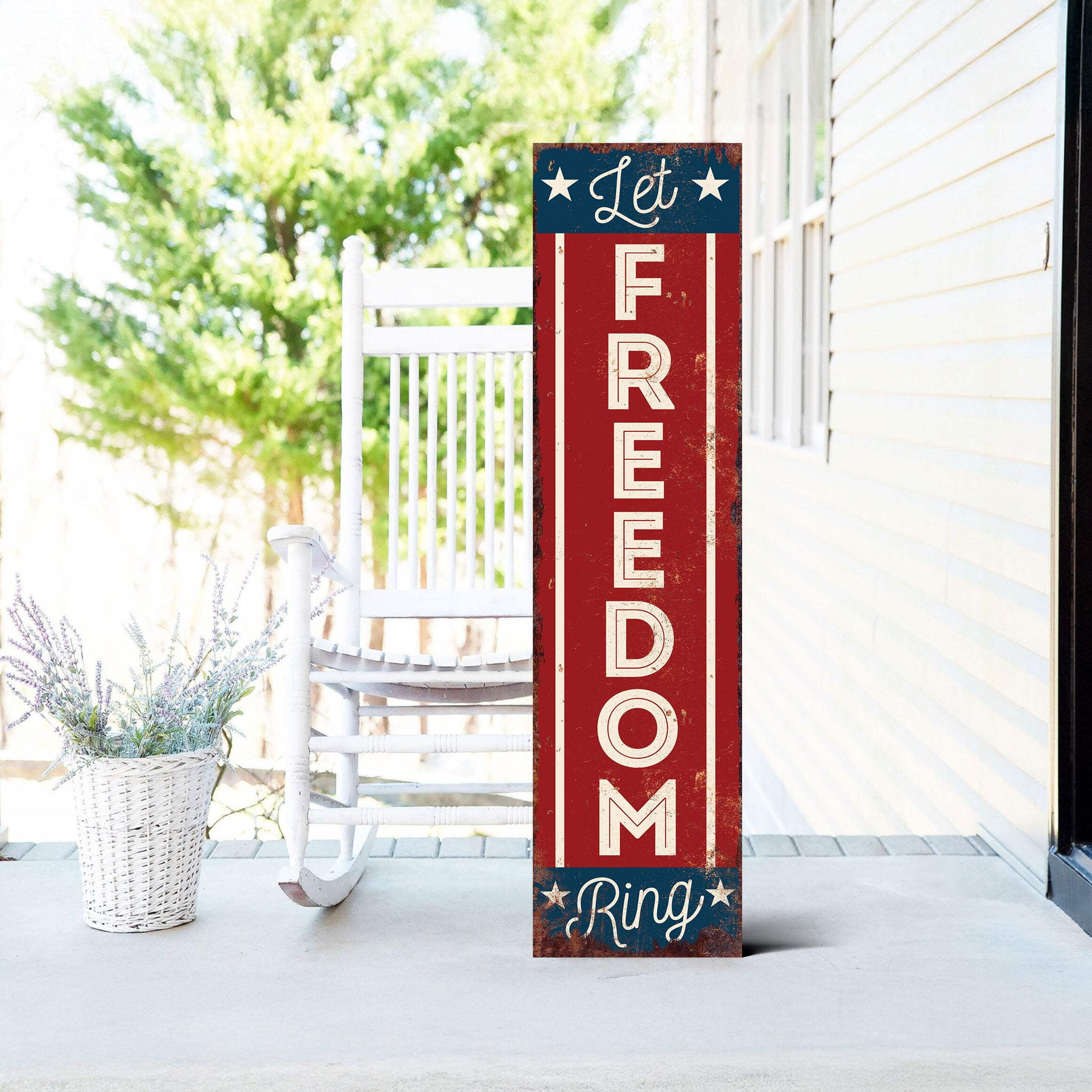 4th of July Let Freedom Ring Porch Sign Entryway Decor | UV Print ...