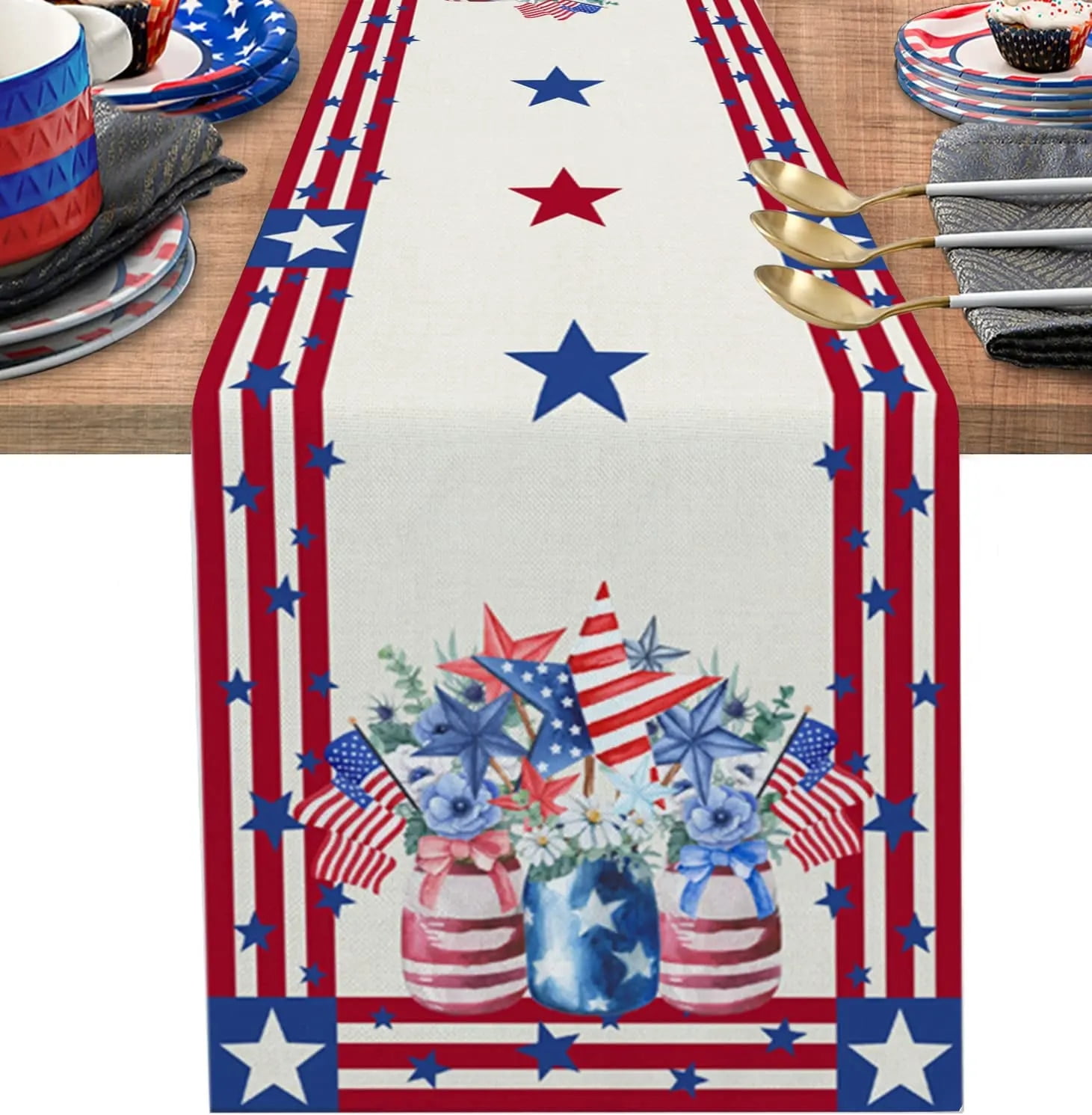 4th of July Linen Table Runners Memorial Day Holiday r American ...
