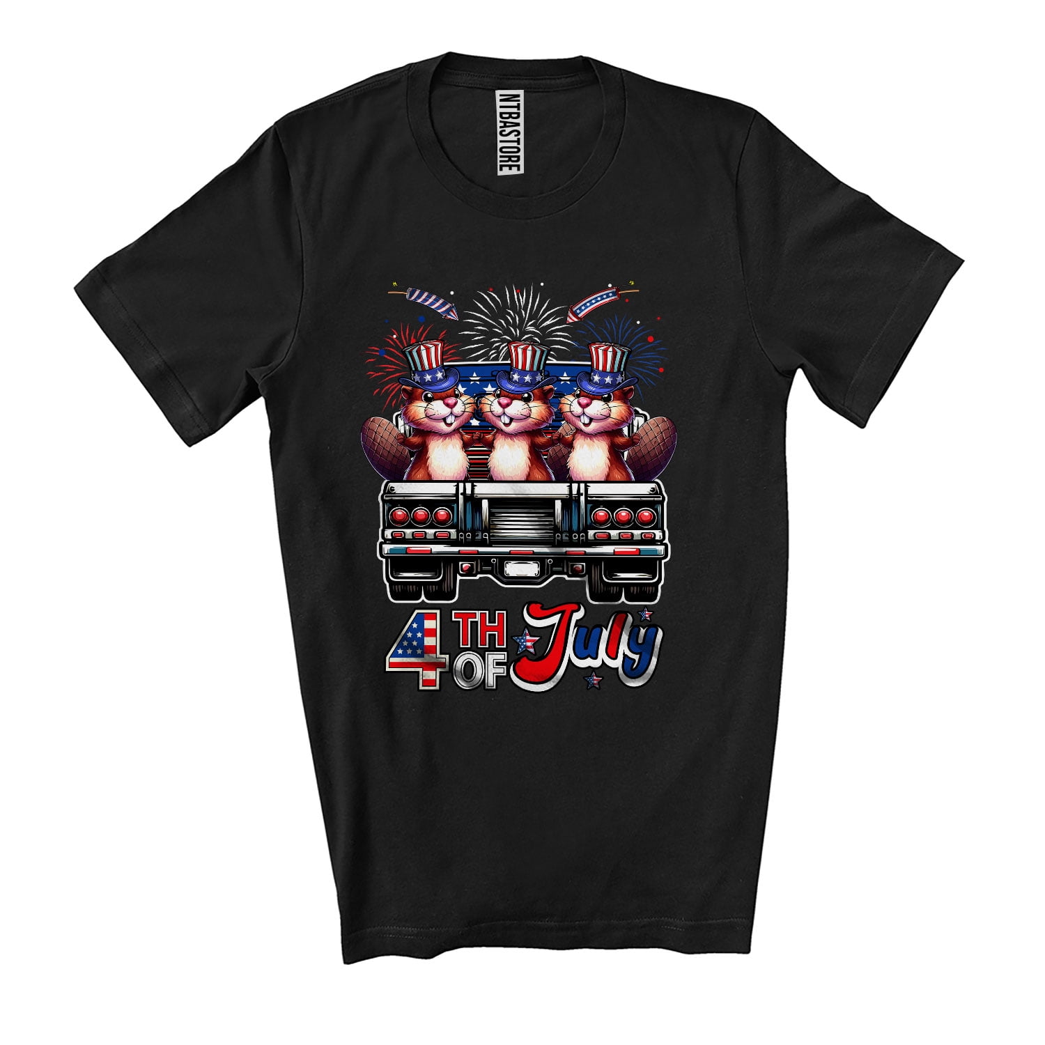 4th of July; Lovely Independence Day Three American Flag Beaver On ...