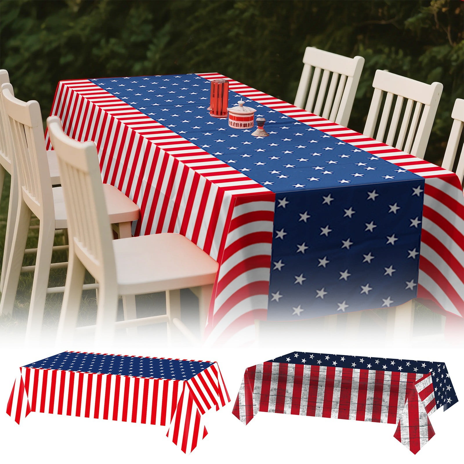 4th of July Memorial Day 108"*54" Tablecloth, 250th Anniversary Red ...