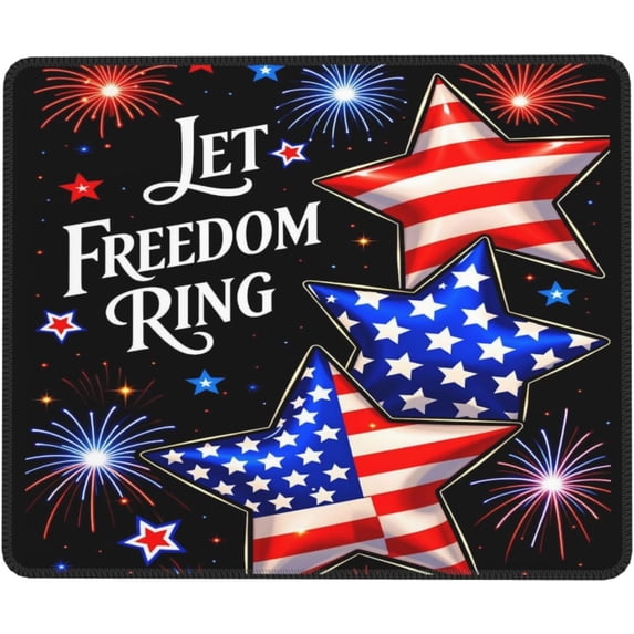4th of July Mouse Pad Stars Stripes and Bright Bursts Rubber Mouse Mat ...