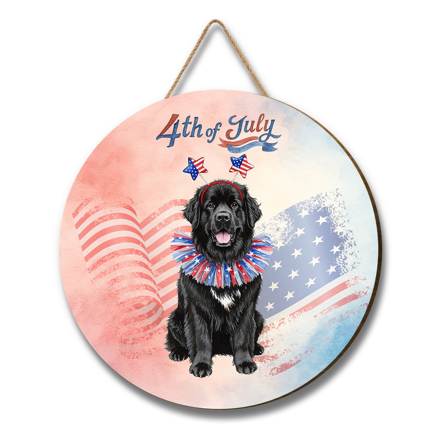 4th of July Newfoundland Celebrates Independence Day Round Wood Sign ...