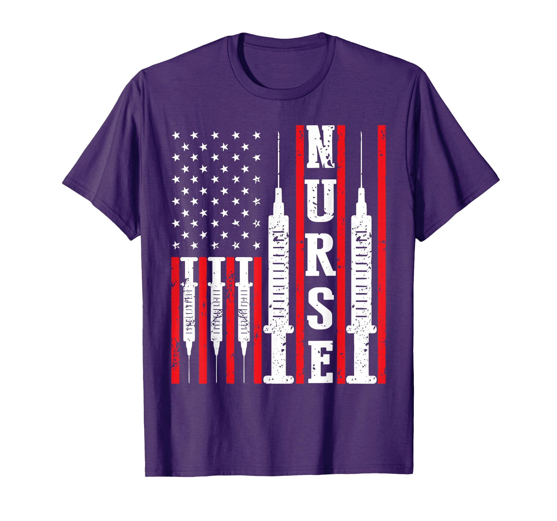 4th of July Nurse USA Flag Syringe Independence T-Shirt - Distressed ...
