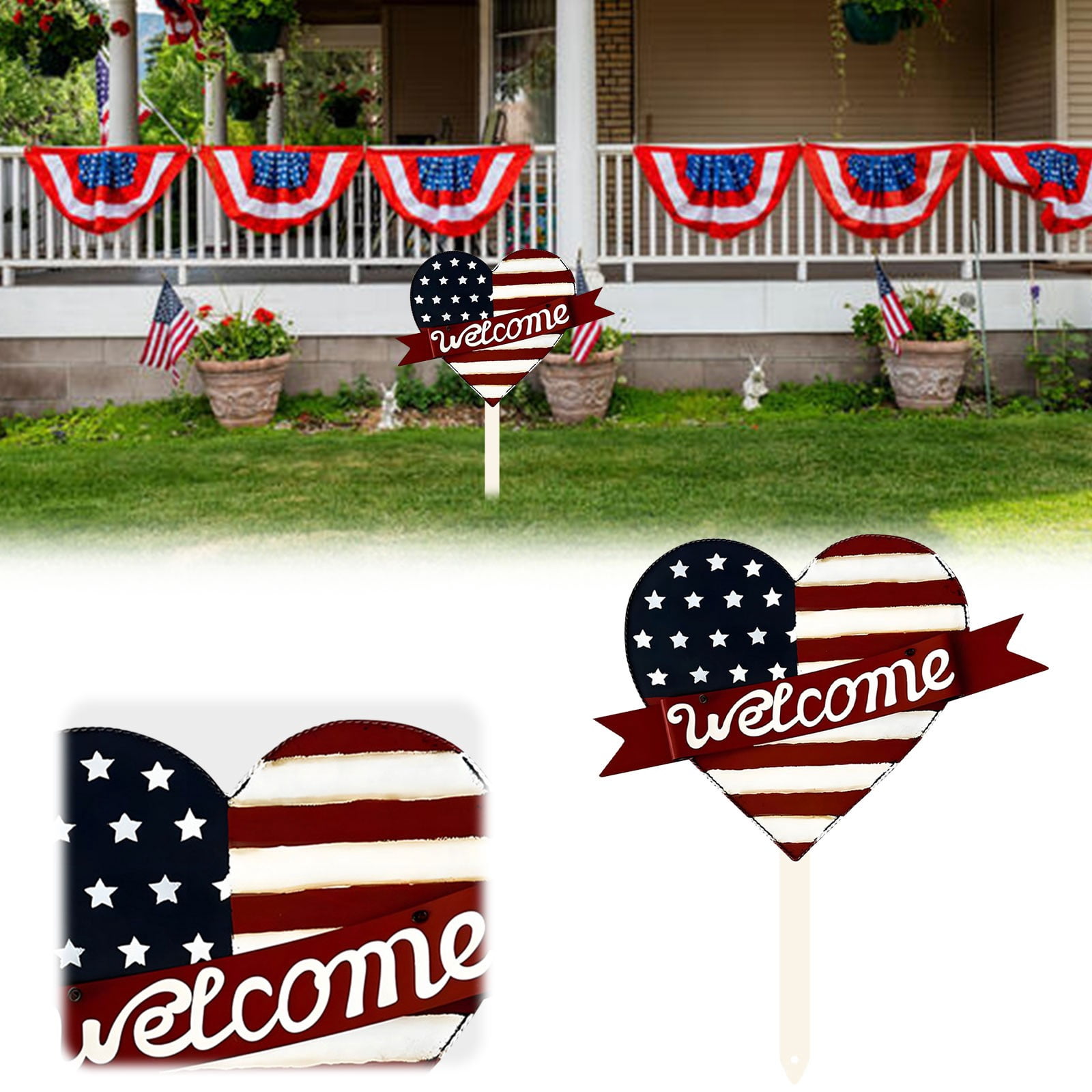 4th of July Outdoor Decor, Red White Blue Star Yard Signs with Stakes ...