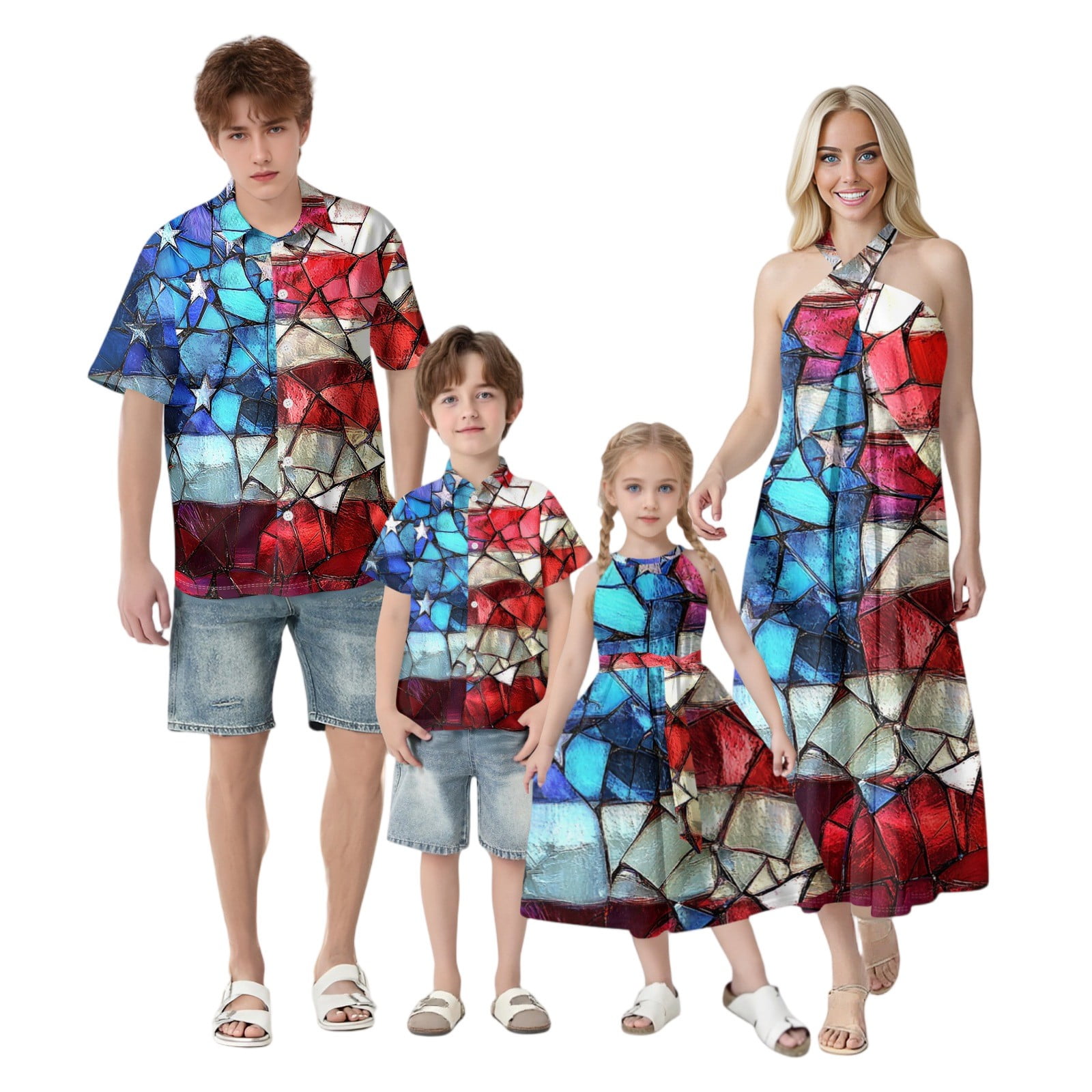 4th of July Outfits Family Matching Sets Hawaiian Men Women Girl Boy ...