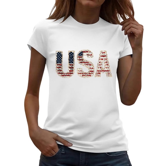 4th of July Outfits for Women Lightweight Summer Short Sleeve Tops ...