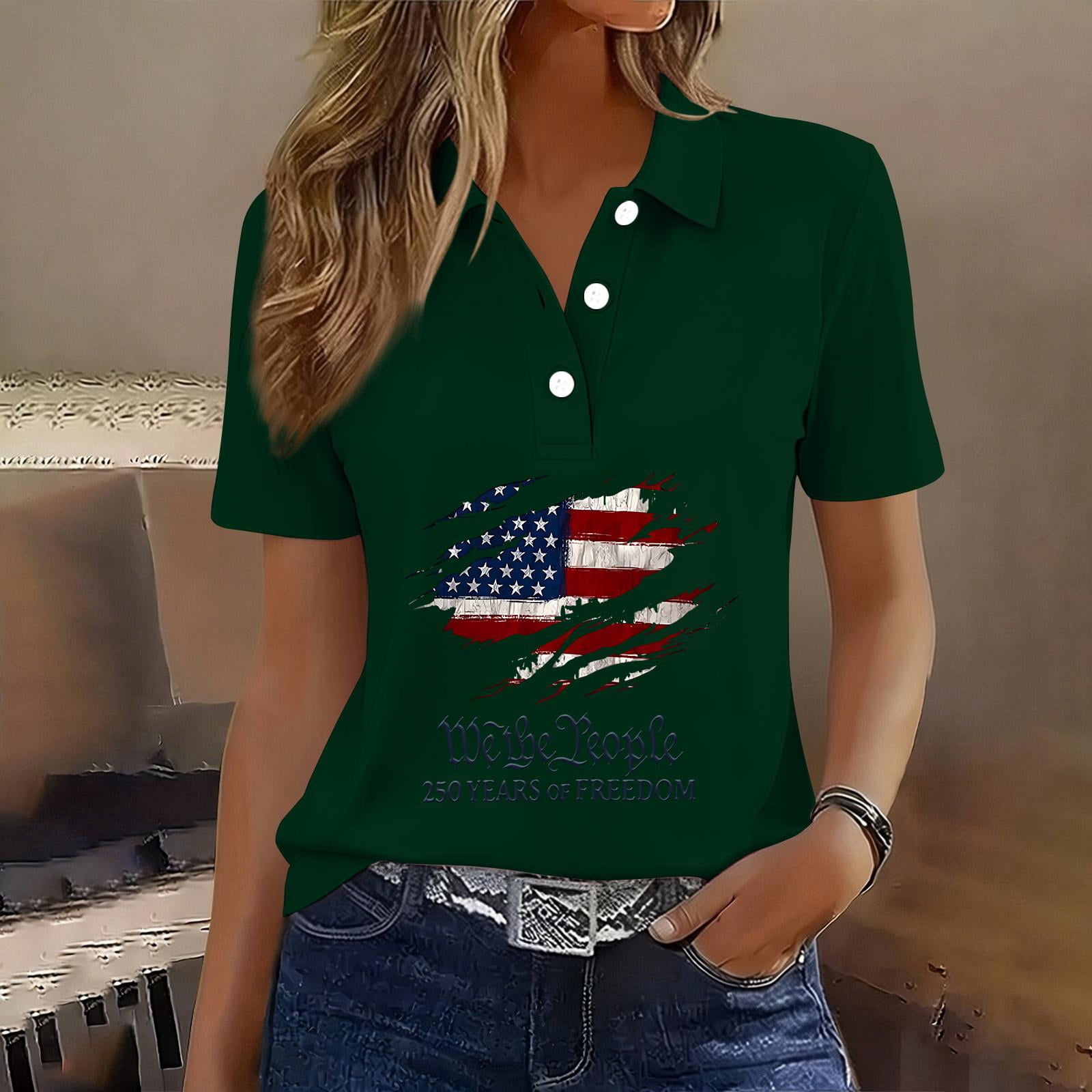 4th of July Outfits for Women,Patriotic Graphic Short Sleeve Shirts ...