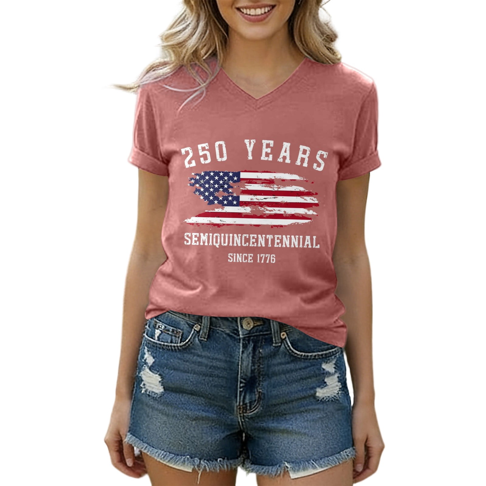 4th of July Outfits for Women USA Patriotic Shirts for Women Short ...