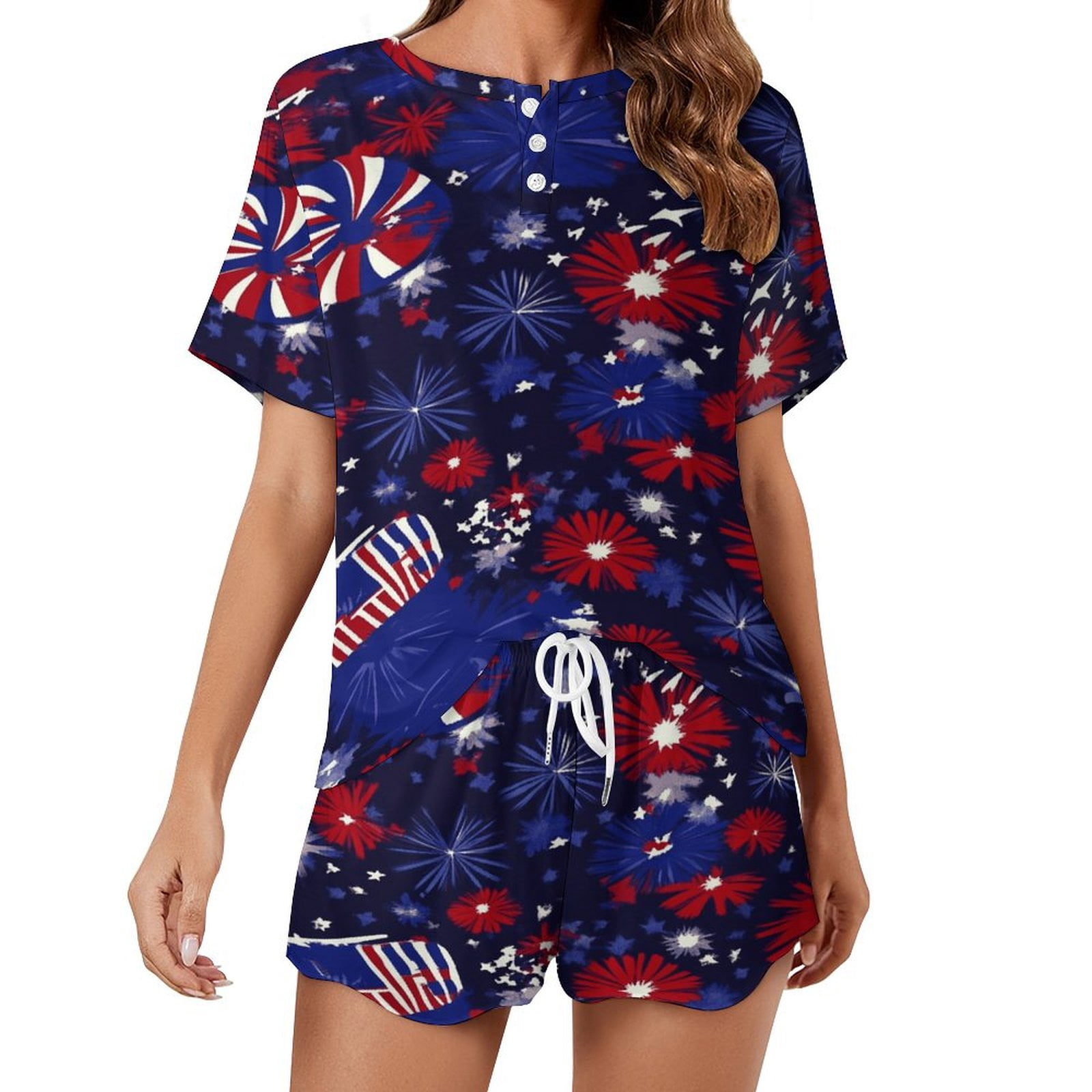 4th of July Pajama Set for Women 2 Piece Sleepwear Loungewear Short ...