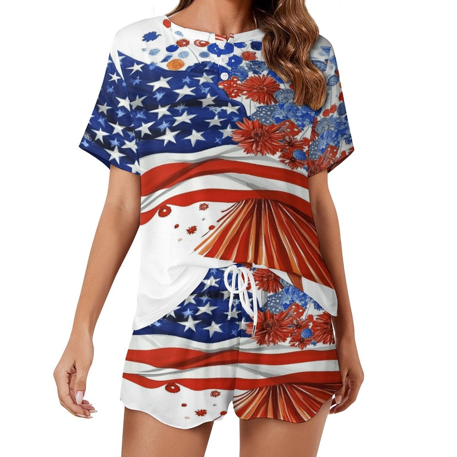 4th of July Pajama Set for Women 2 Piece Sleepwear Loungewear Short ...
