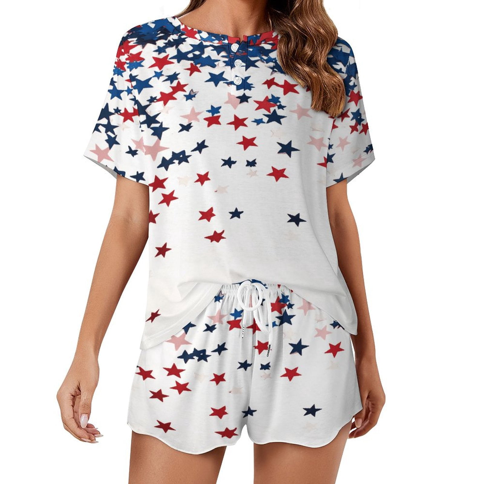 4th of July Pajama Set for Women 2 Piece Sleepwear Loungewear Short ...