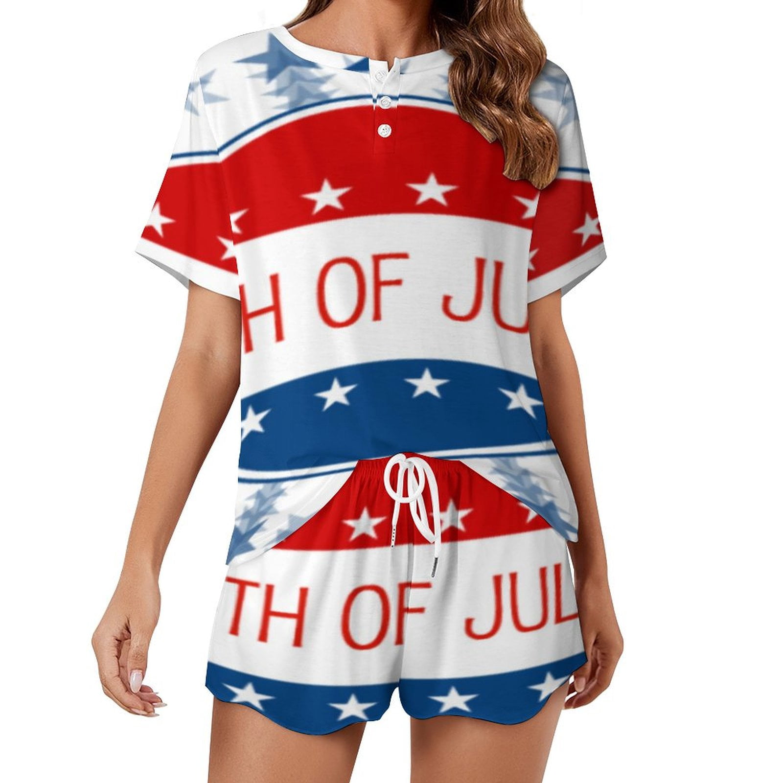 4th of July Pajama Set for Women 2 Piece Sleepwear Loungewear Short ...