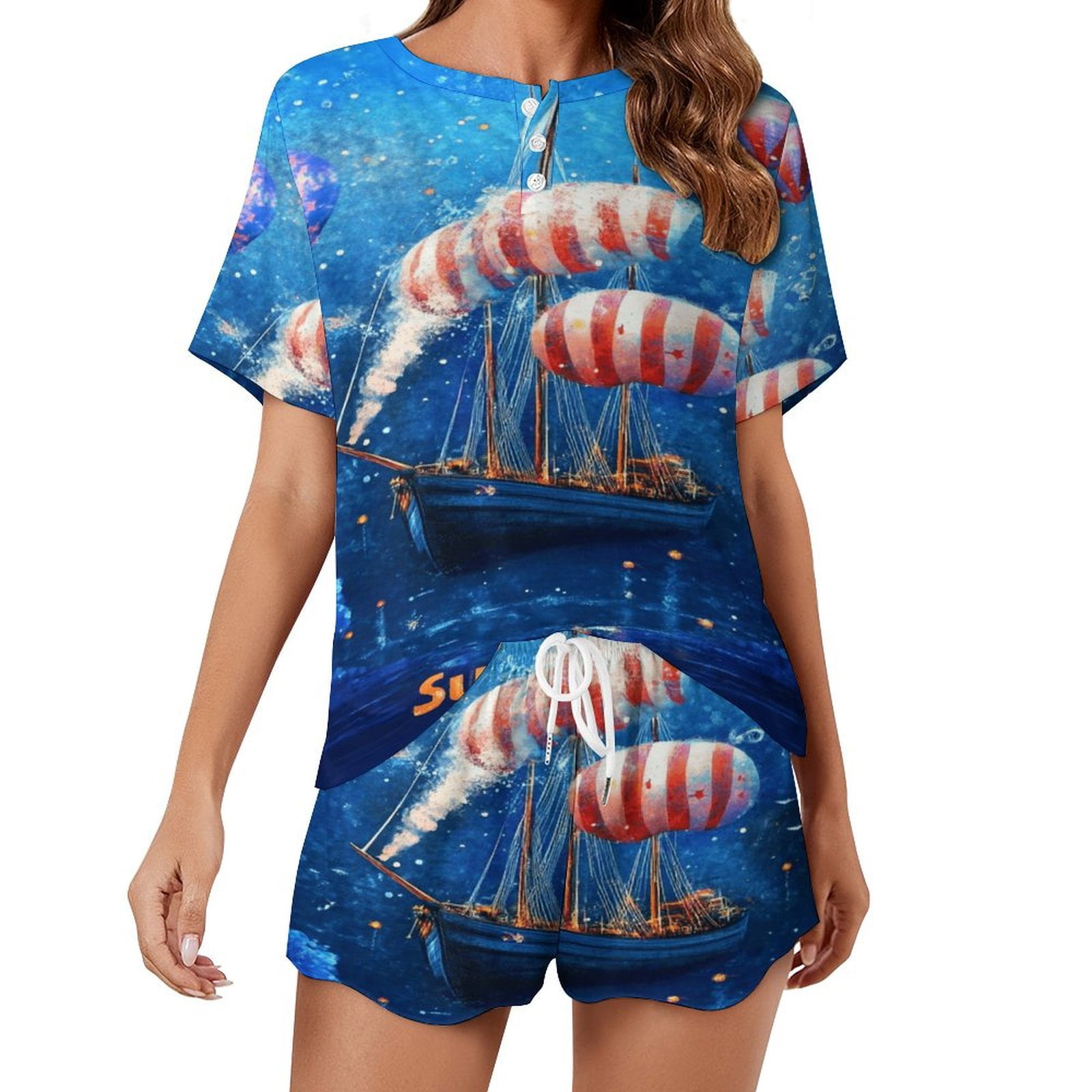 4th of July Pajama Set for Women 2 Piece Sleepwear Loungewear Short ...