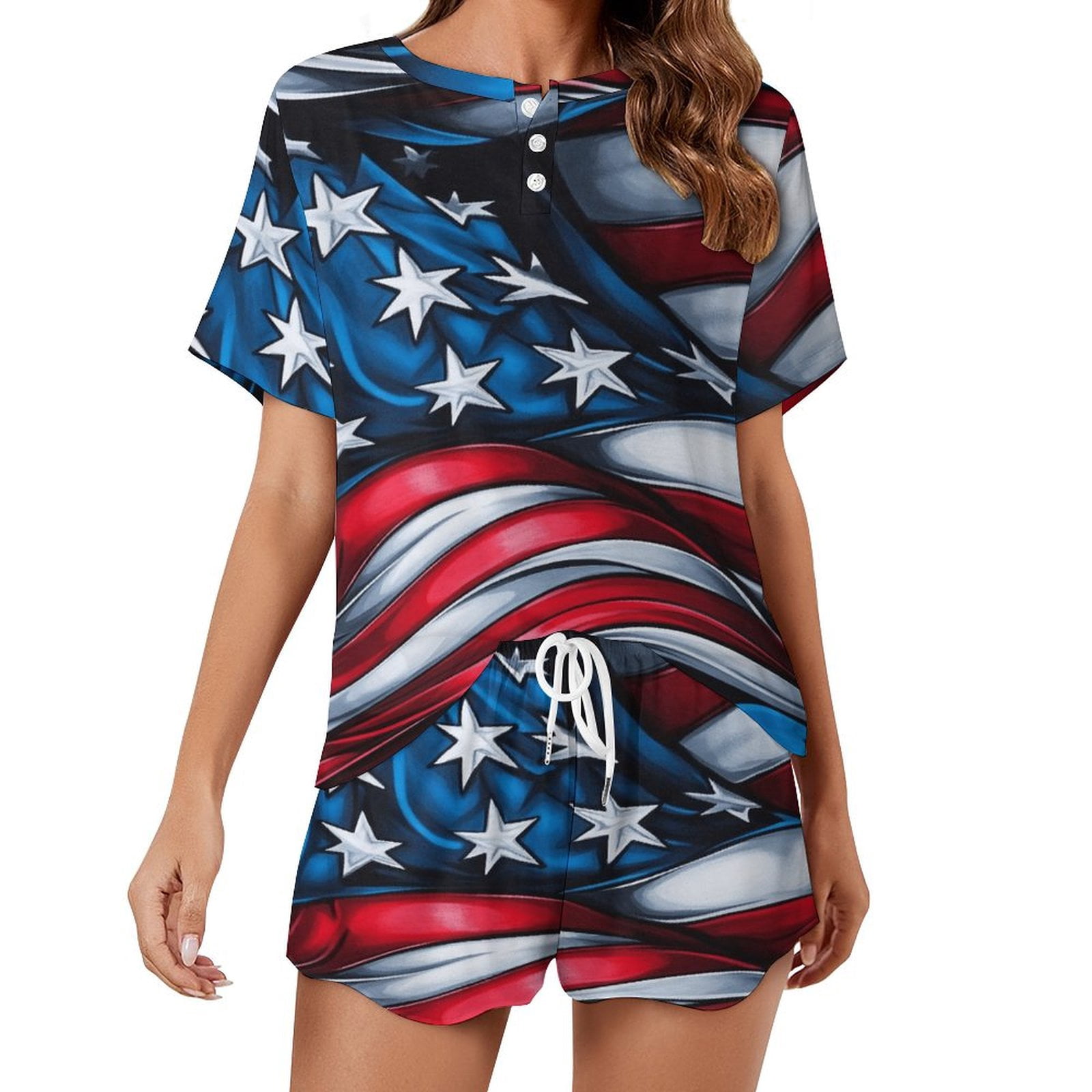 4th of July Pajama Set for Women 2 Piece Sleepwear Loungewear Short ...