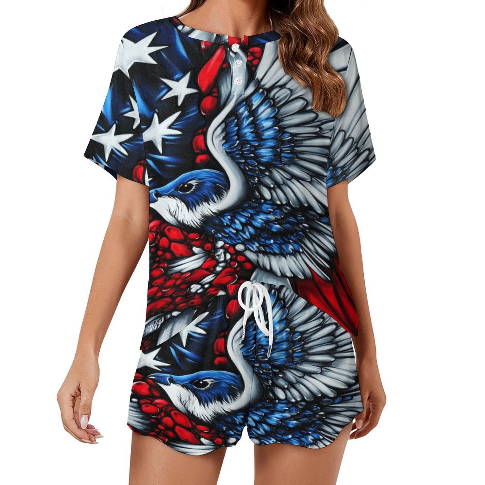 4th of July Pajamas Set Womens Loungewear Sleepwear 2 Piece PJ Sets ...