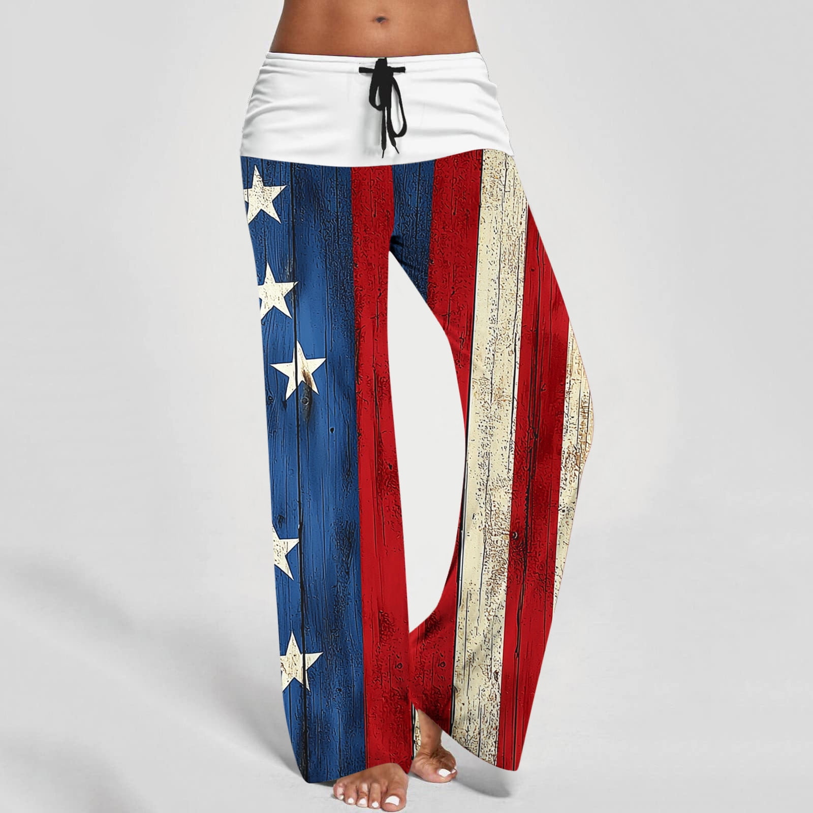 4th of July Pants for Women American Flag Pants Red White and Blue Star ...