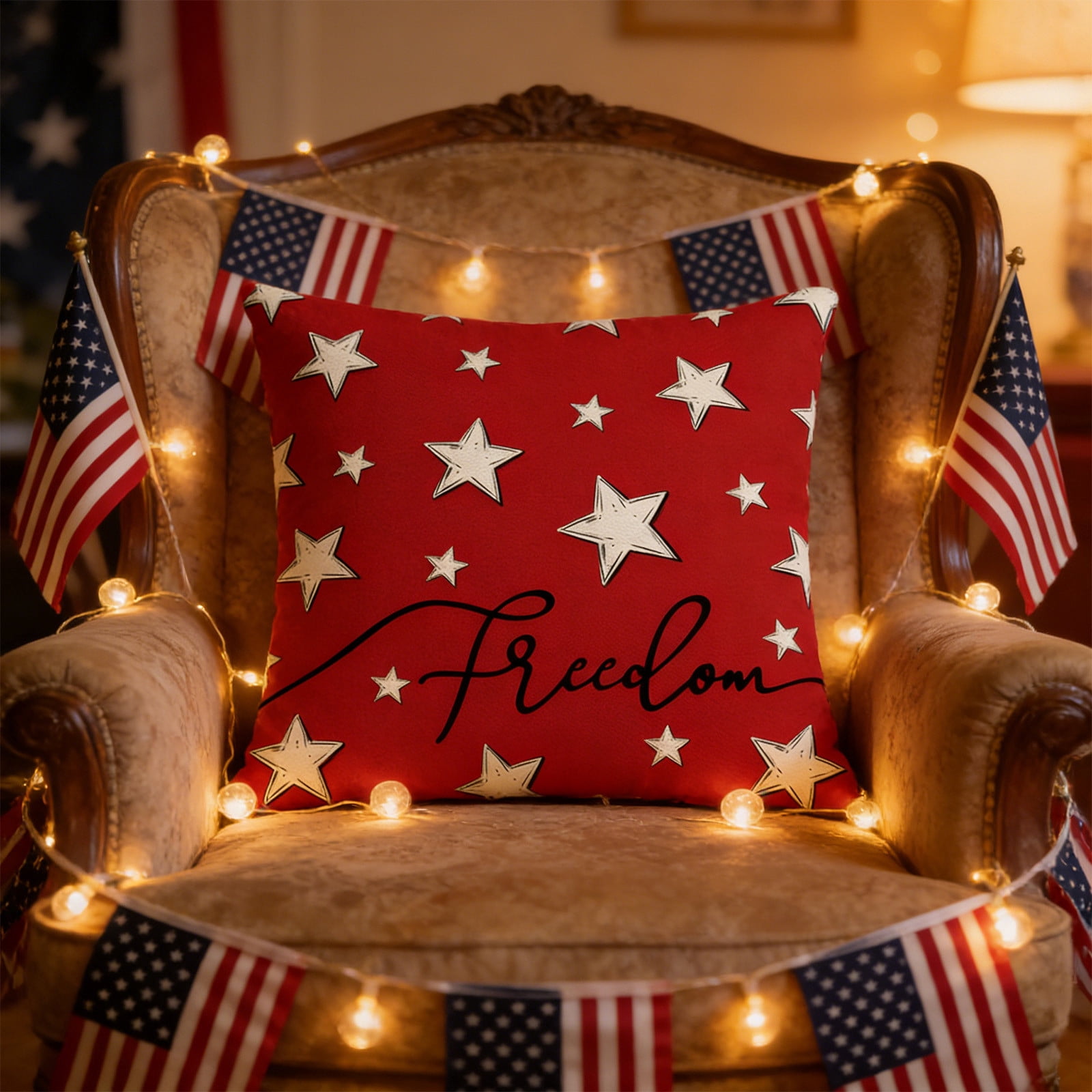 4th of July Party Favors Independence Day Pillow Covers Striped Print ...