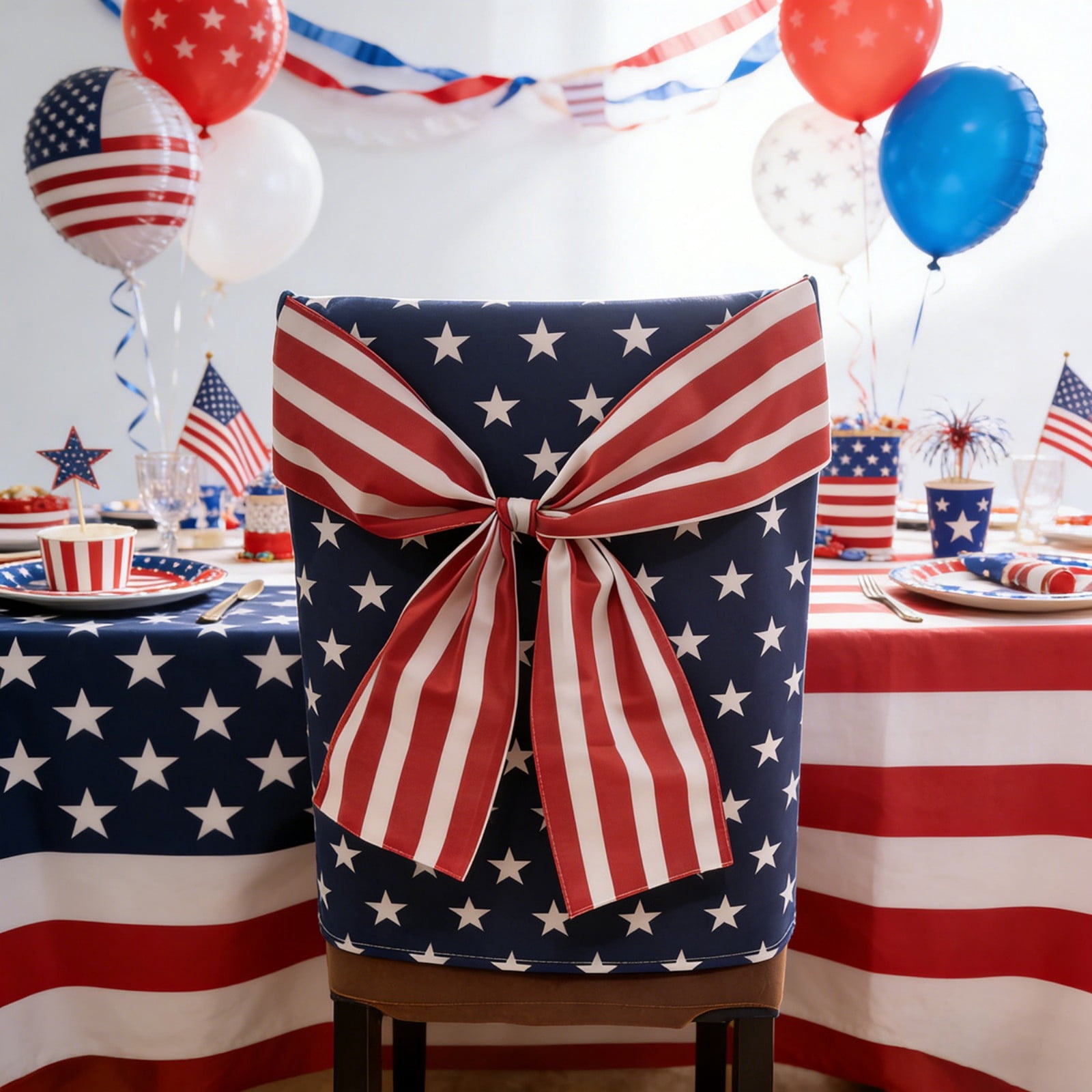 4th of July Party Supplies - Independent Day Chair Covers With Bows Are ...
