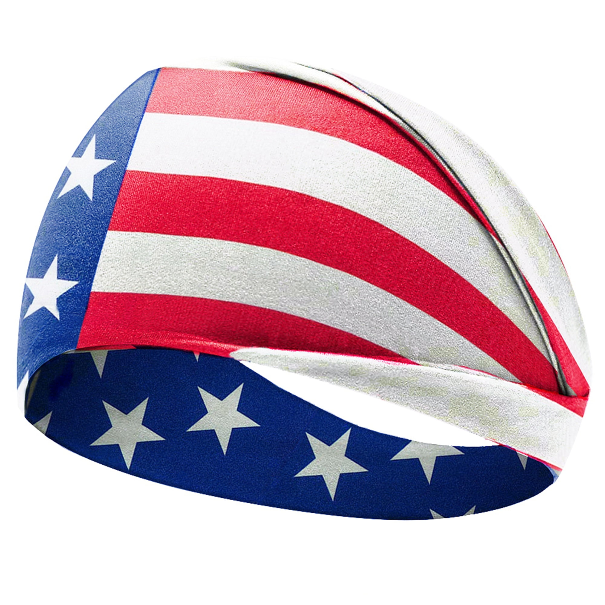 4th of July Patriotic American Flag Headband Wide Workout Headband ...