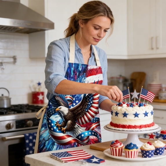 4th of July Patriotic Apron, We the People American Flag Apron with ...