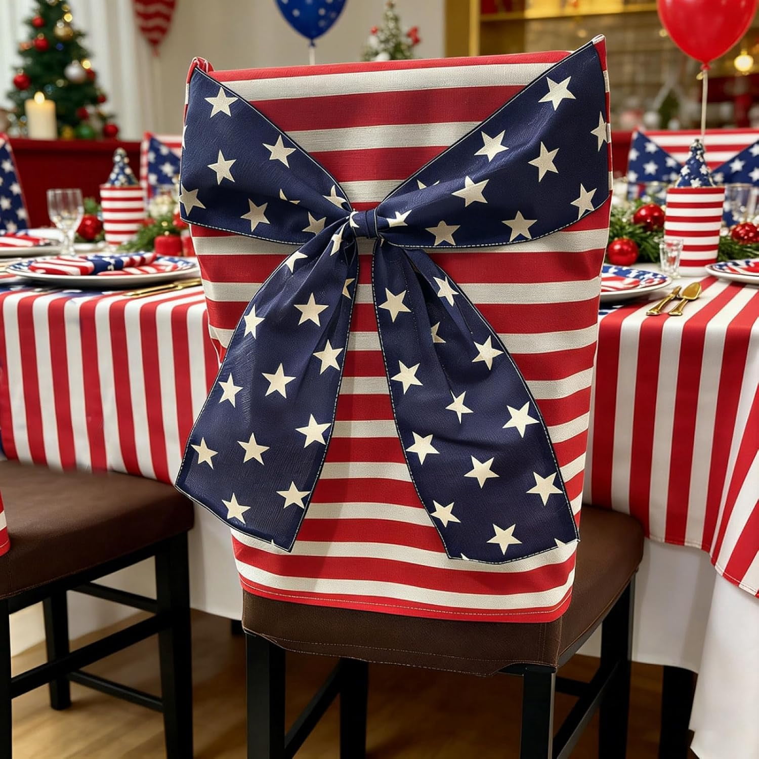 4th of July Patriotic Chair Back Cover American Flag Star Stripe Chair ...