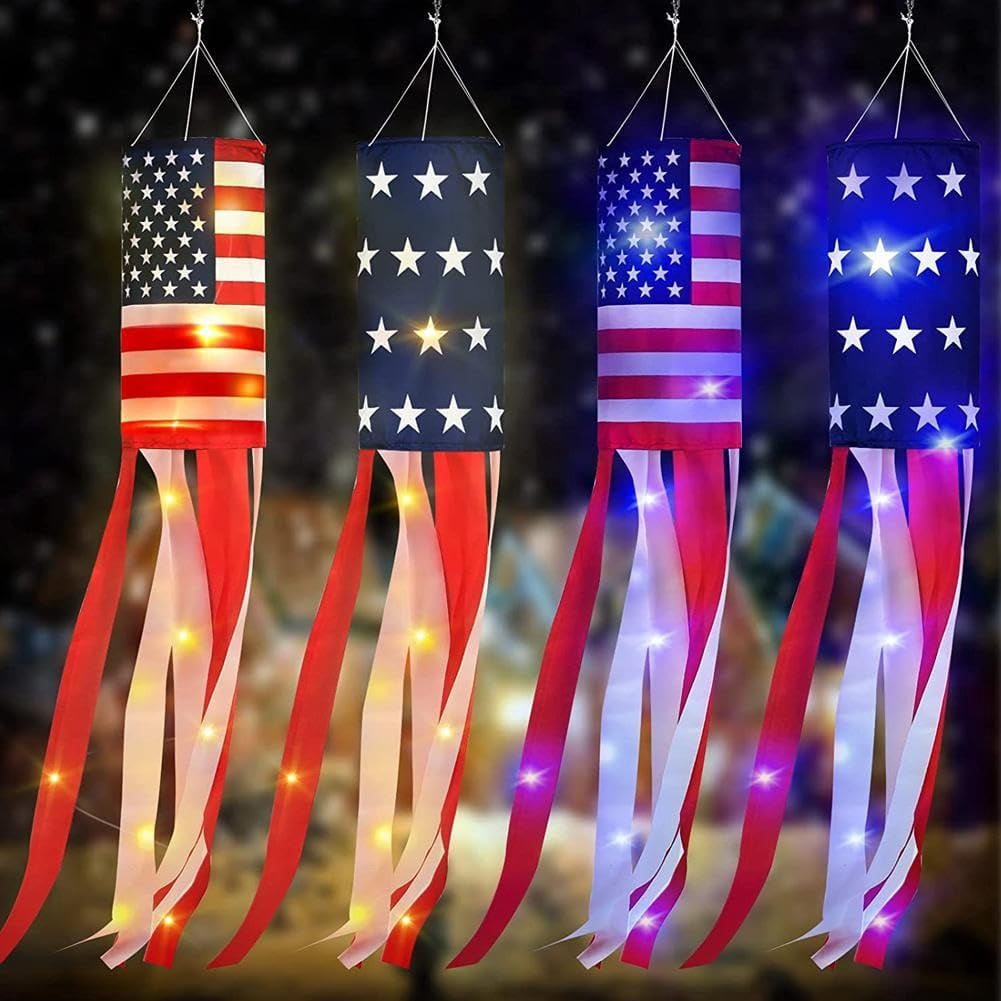 4th of July Patriotic Decorations,4Pack 40 Inch American Flag Windsock ...