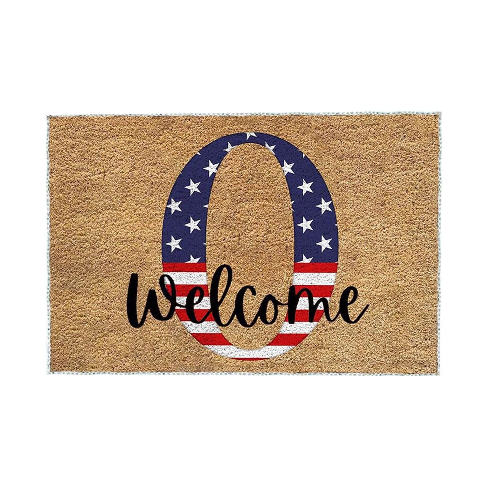 4th of July Patriotic Door Mat - Welcome Rug for Entryway, Stain & Fade ...