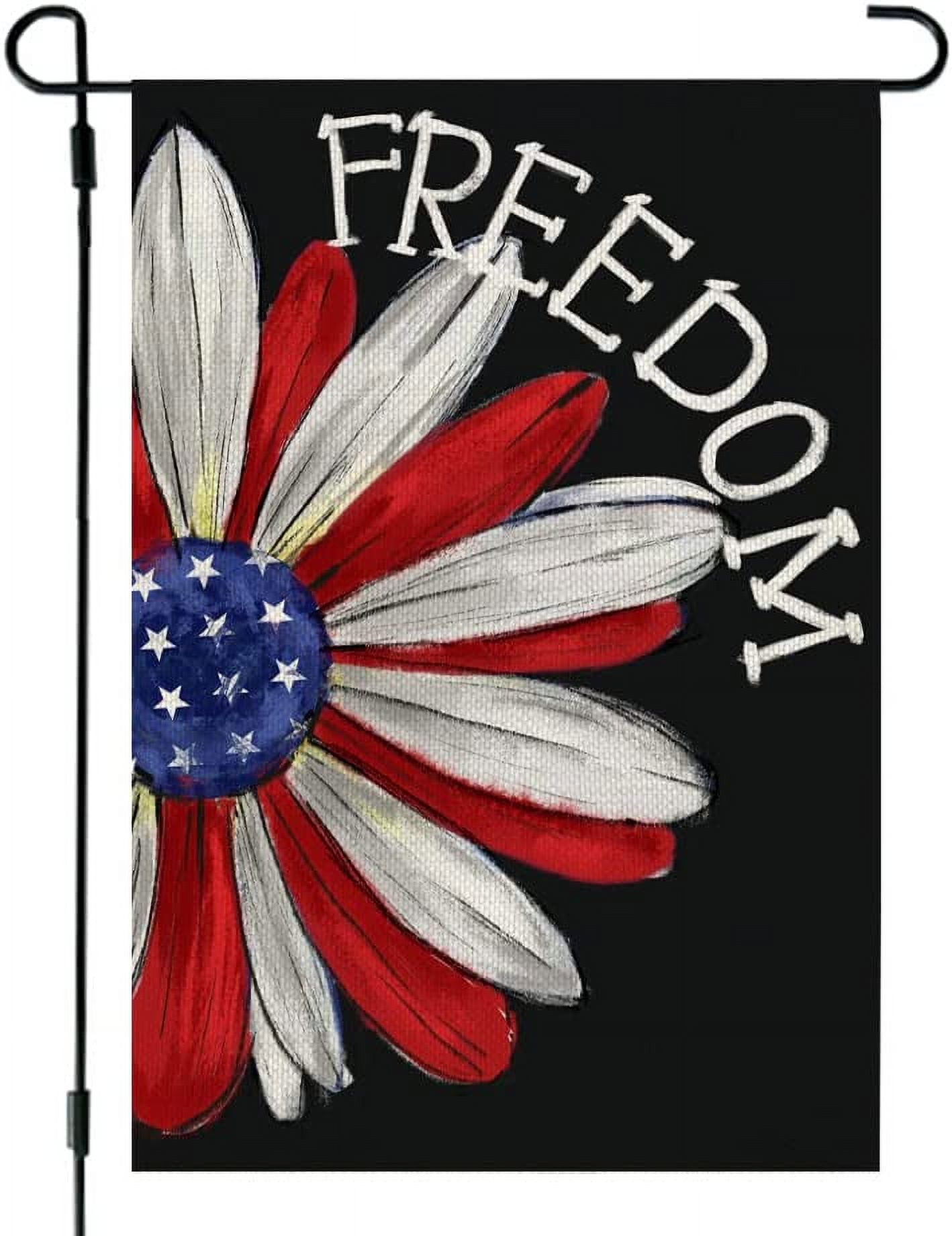 4th of July Patriotic Garden Flag Daisy Double Sided for Outside ...