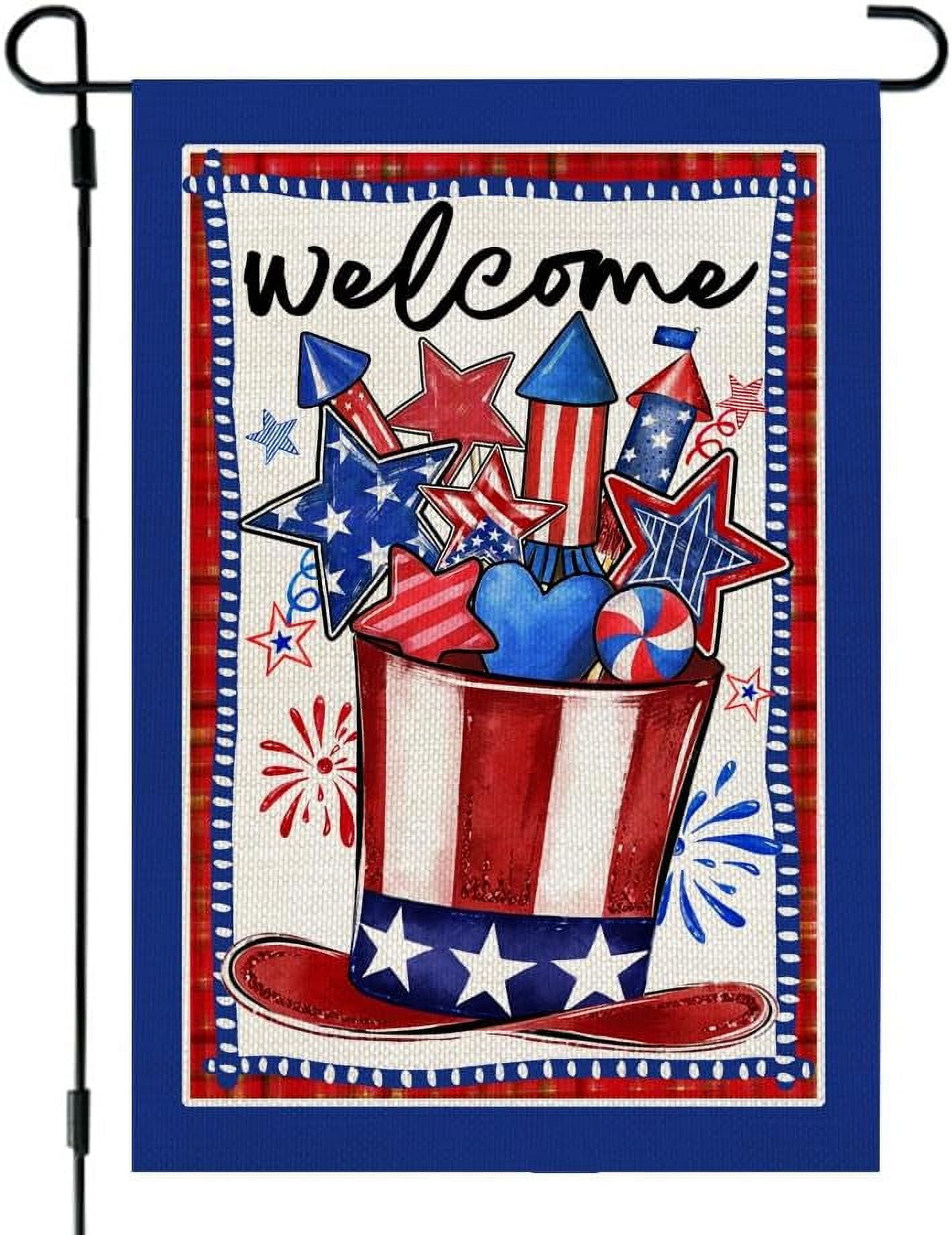 4th of July Patriotic Garden Flag Double Sided for Outside Independence ...