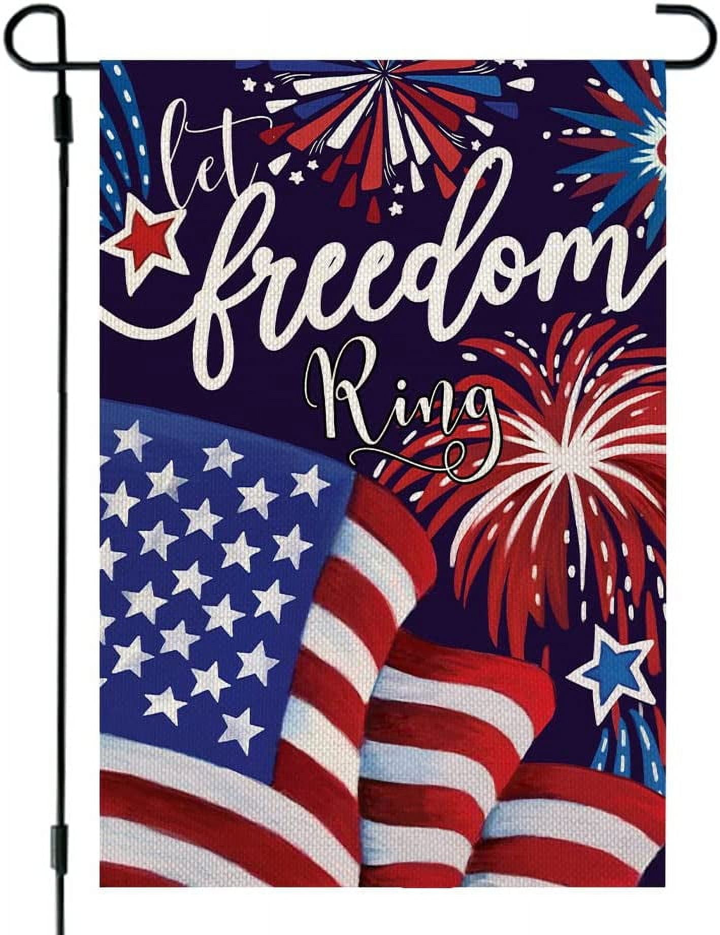 4th of July Patriotic Garden Flag Let Freedom Ring Double Sided ...