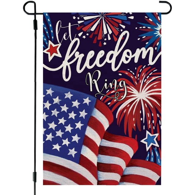 4th of July Patriotic Garden Flag Let Freedom Ring Double Sided ...