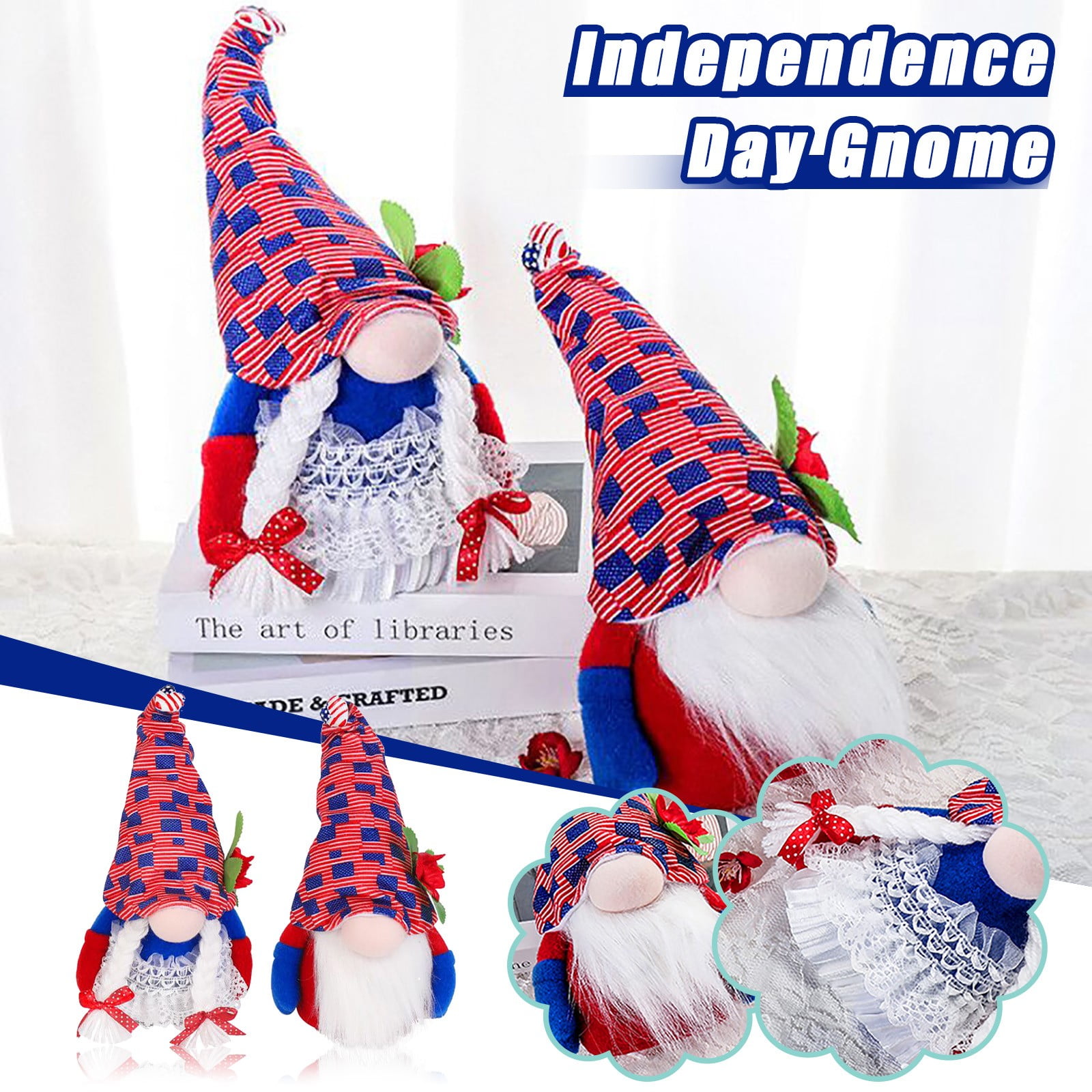 4th of July Patriotic Gnome Plush Decoration - Standing Independence Day Gnome Decor, Veteran ...