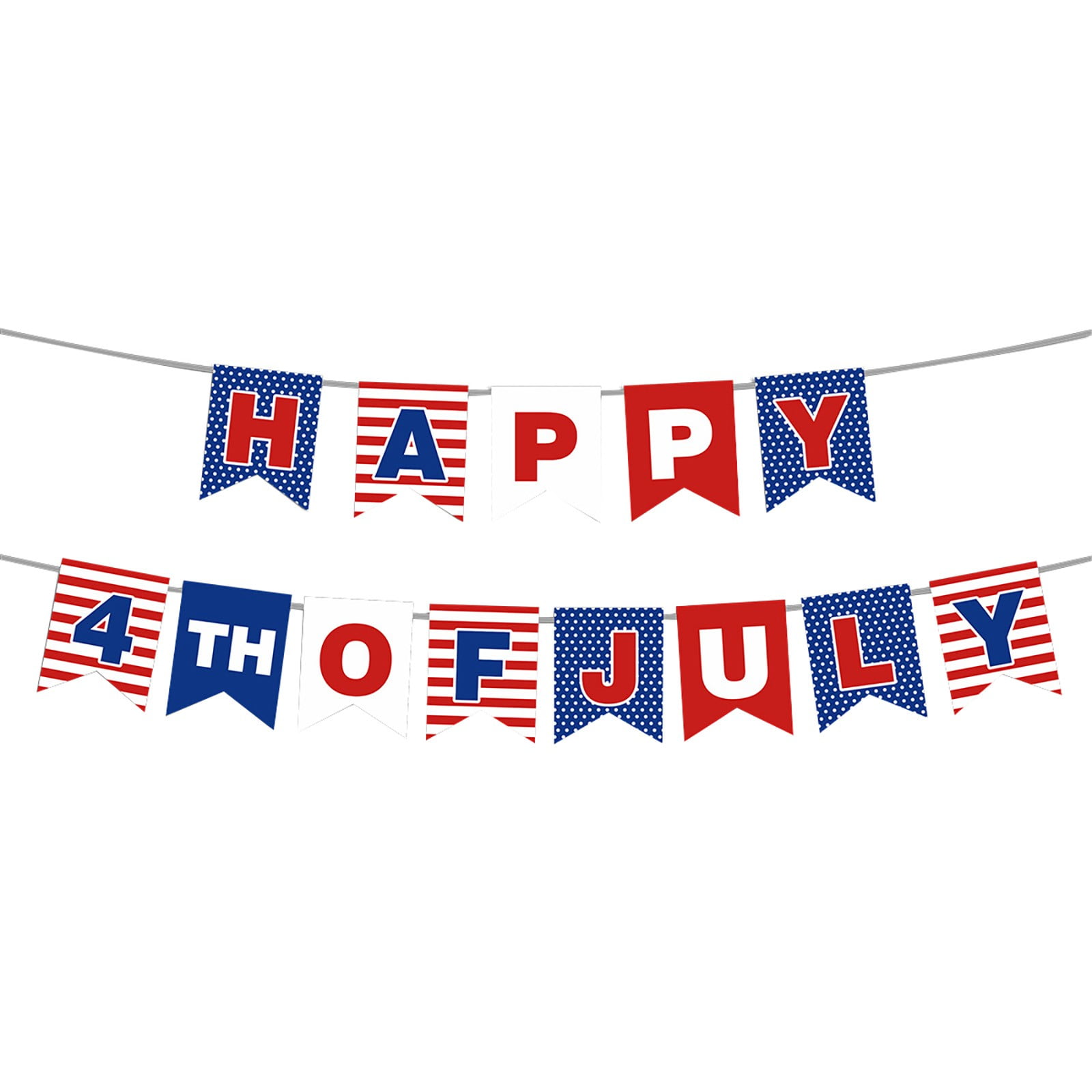 4th of July Patriotic "Happy 4th of July" Banner Set, Red White Blue ...