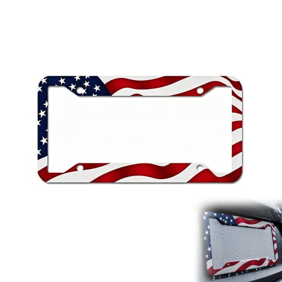 4th of July Patriotic License Plate Frame, USA Flag Car Decor for ...