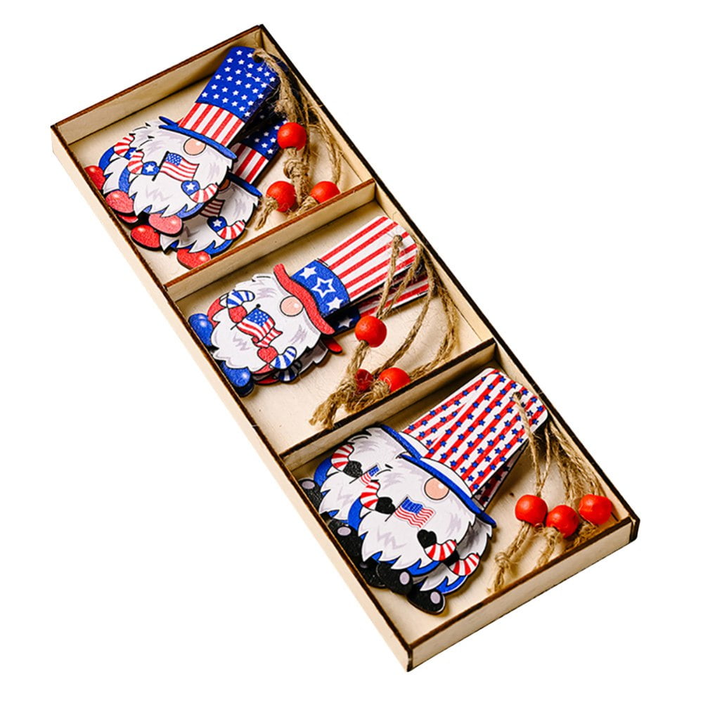 4th of July Patriotic Memorial Independence Day Tree Decorations Wooden ...