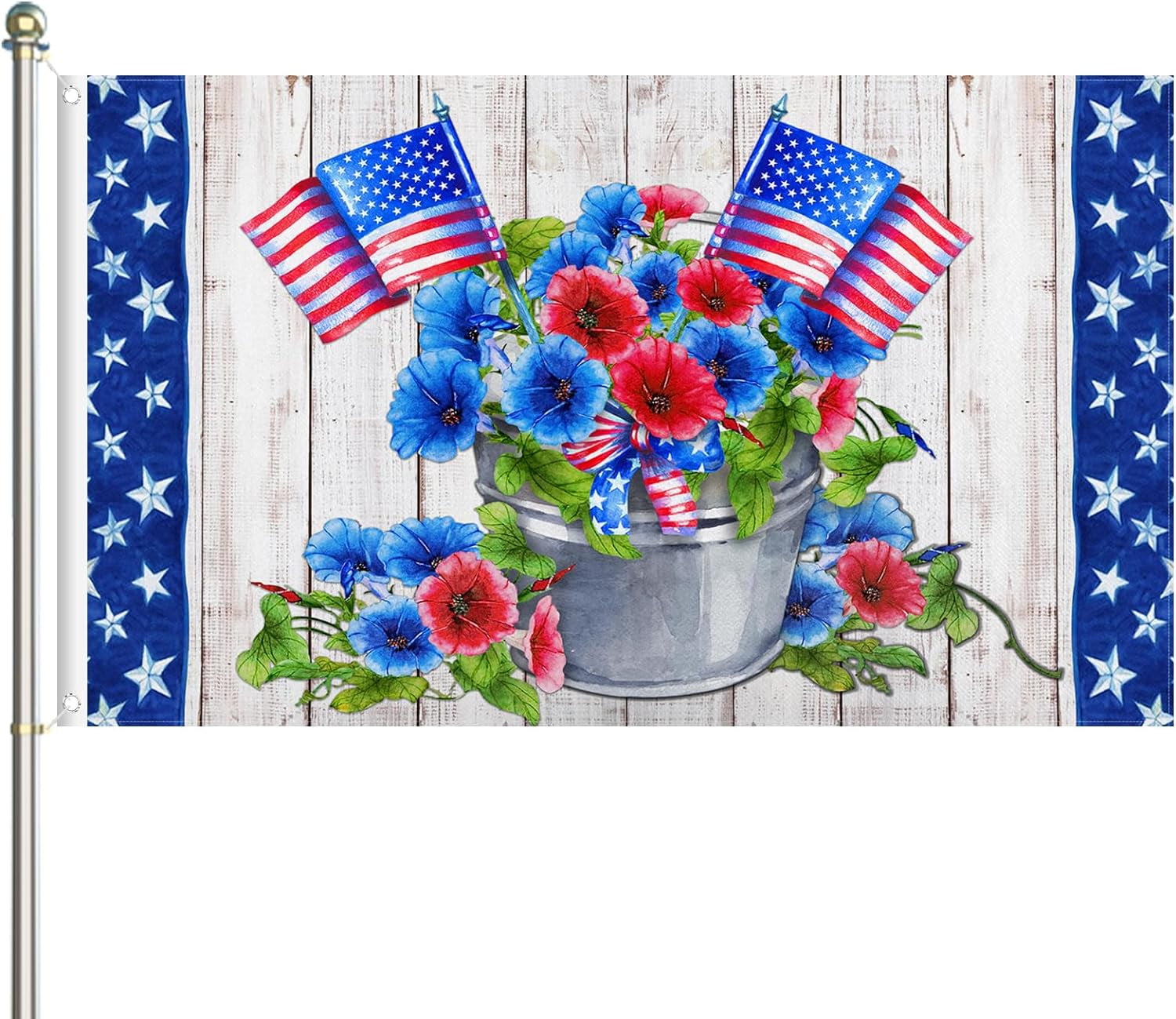 4th of July Patriotic Morning Glory American Flag, 3Ply Polyester ...