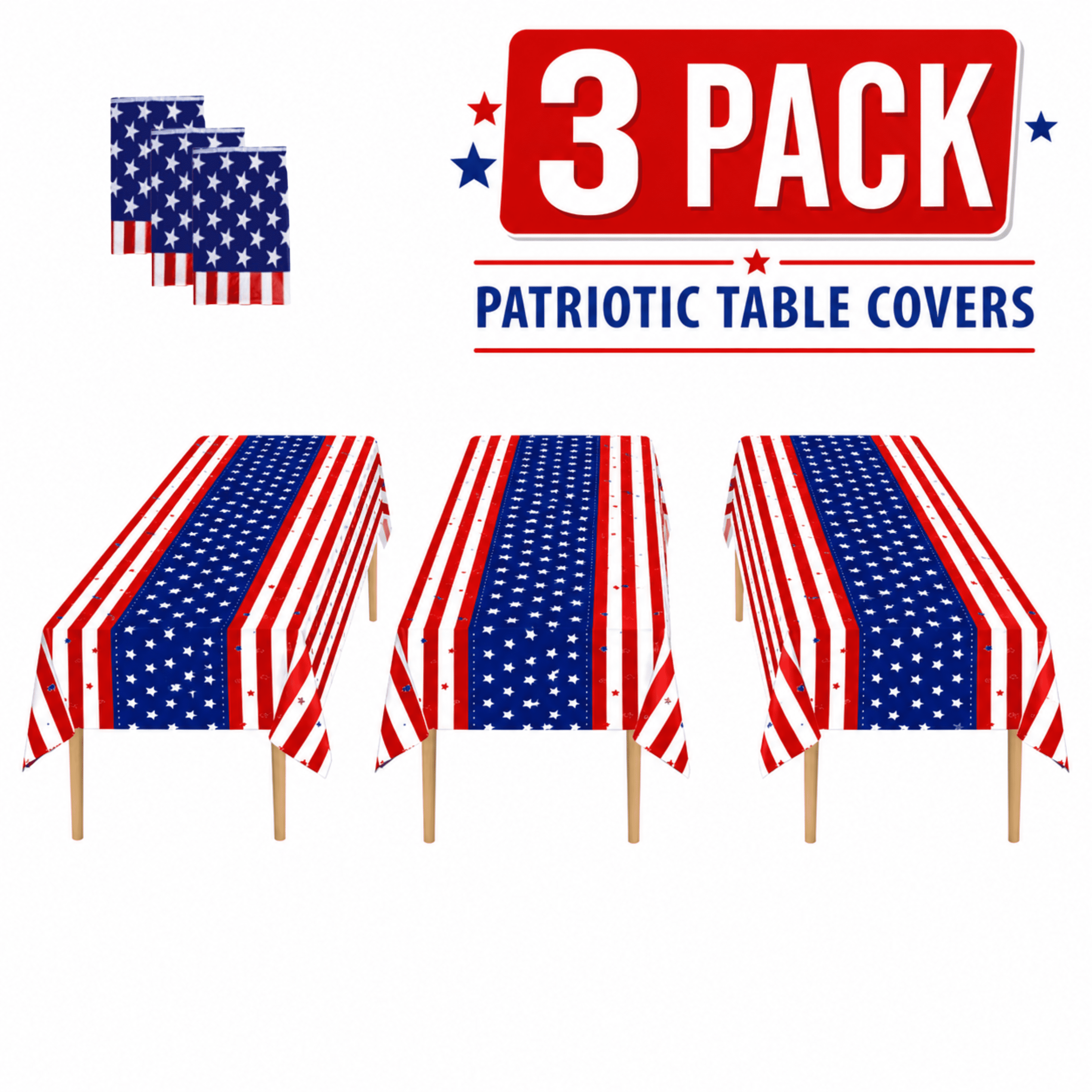 250th Anniversary 4th of July Patriotic Plastic Tablecloth 3 Pack 54 x ...