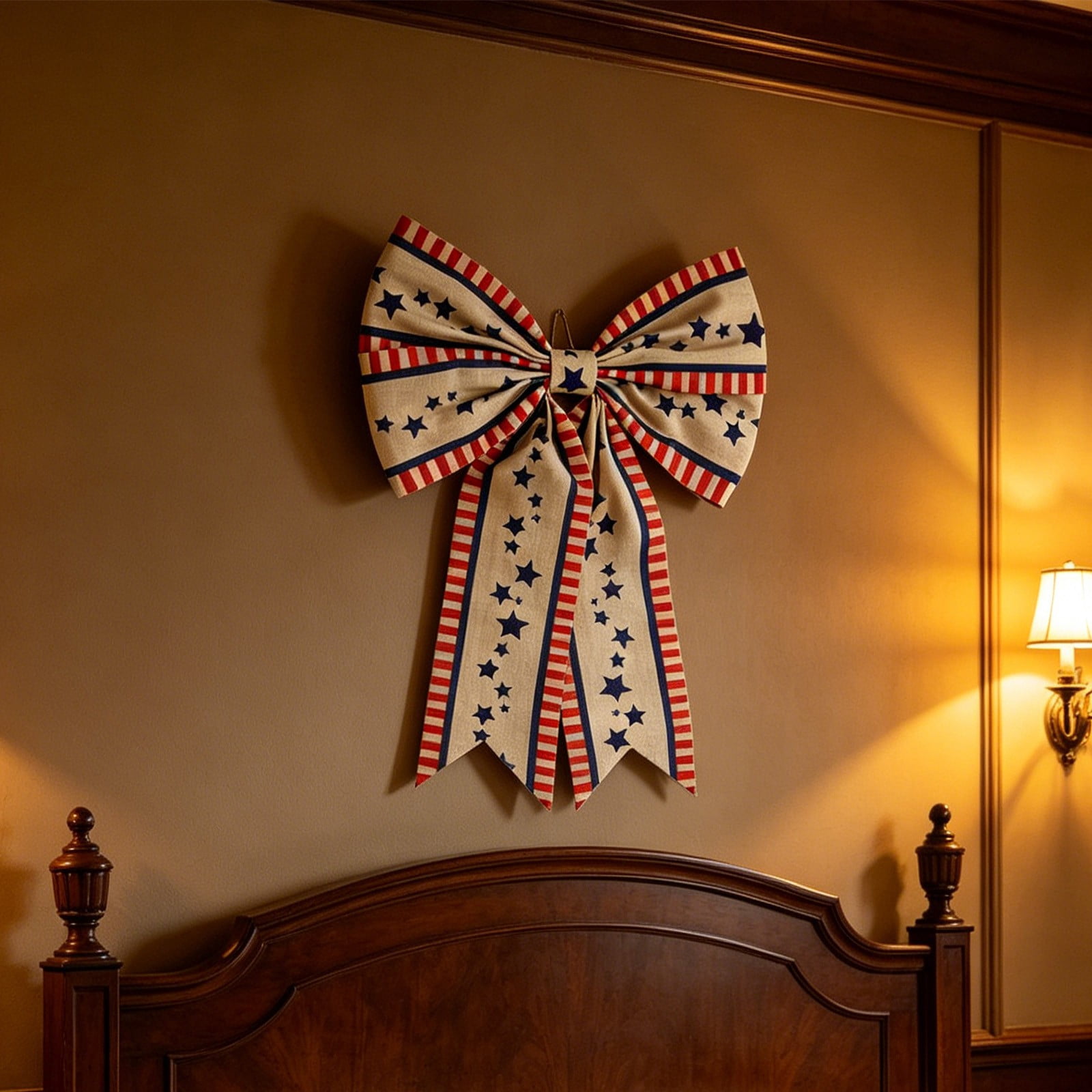 4th of July Patriotic Red White Blue Ribbon Bow Decoration, Wreath Door ...