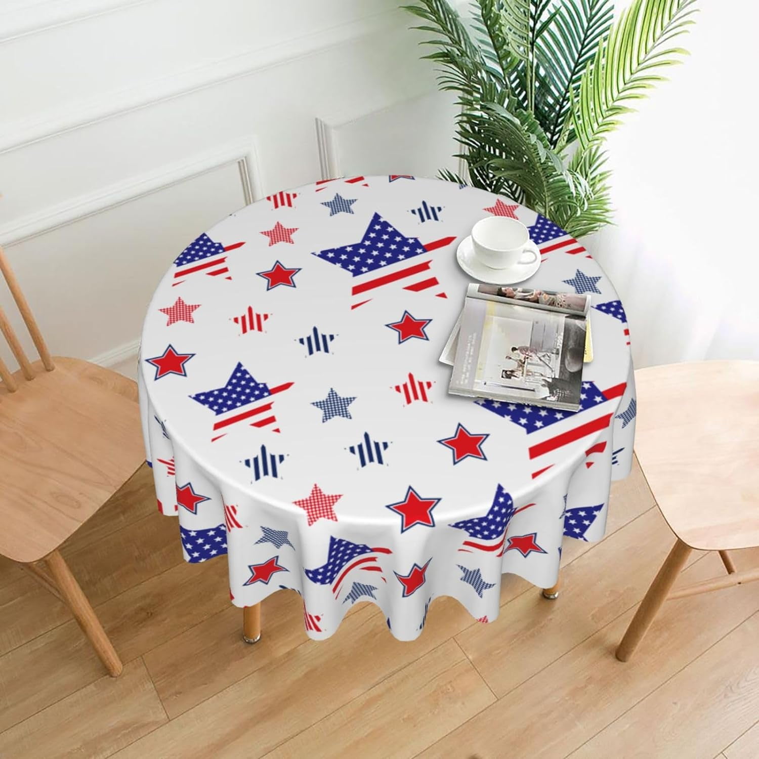 4th of July Patriotic Round Tablecloth 60 Inch,American Flag Star ...