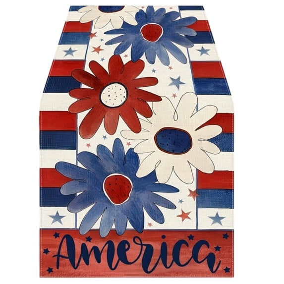 4th of July Patriotic Table Linen Set, Independence Day Table Runner ...