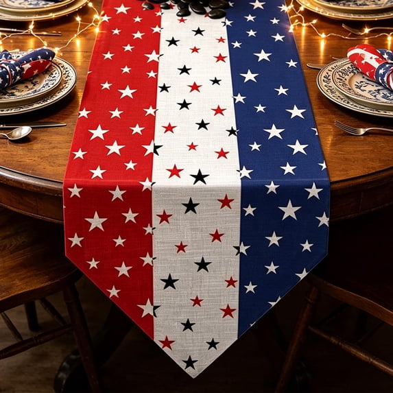 4th of July Patriotic Table Runner,Red White Blue Decorative Table ...