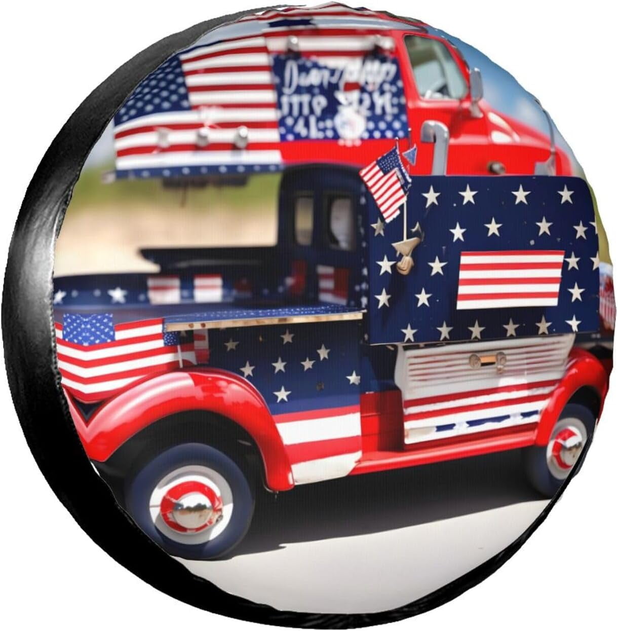 4th of July Patriotic Truck Tire Safety Shield:Universal Polyester Car ...